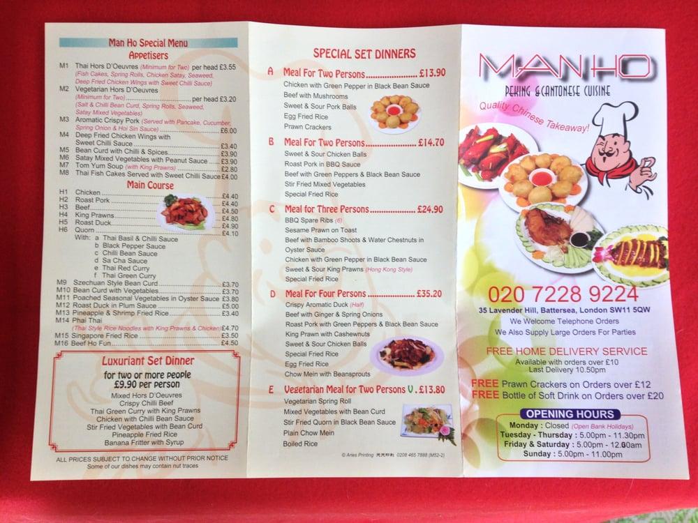 Menu at Man Ho China City fast food, London
