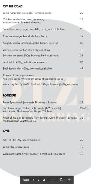 Menu at The Epicurean Kitchen, Balnarring restaurant, Balnarring