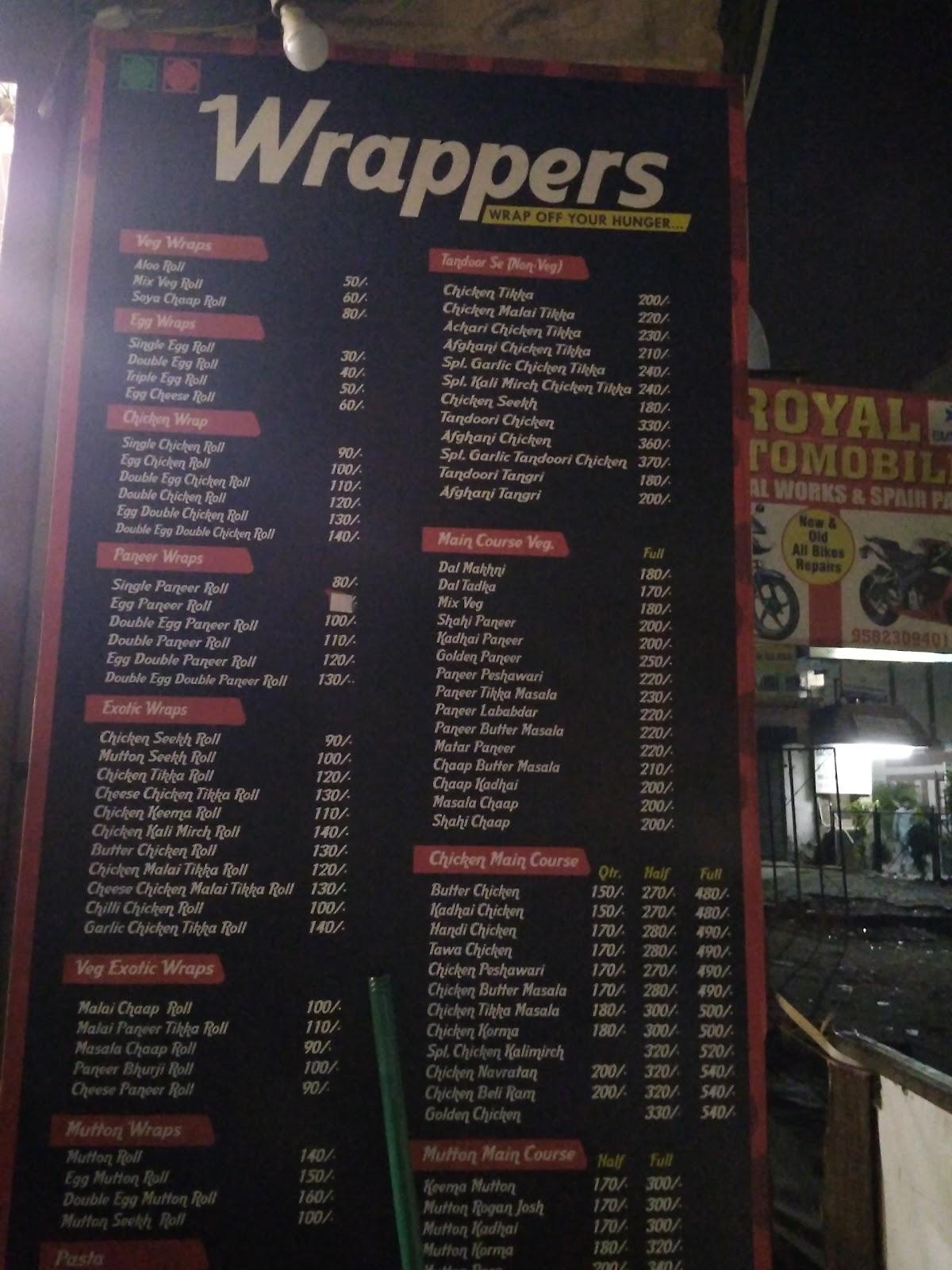 Menu at Wrapperz, Ghaziabad