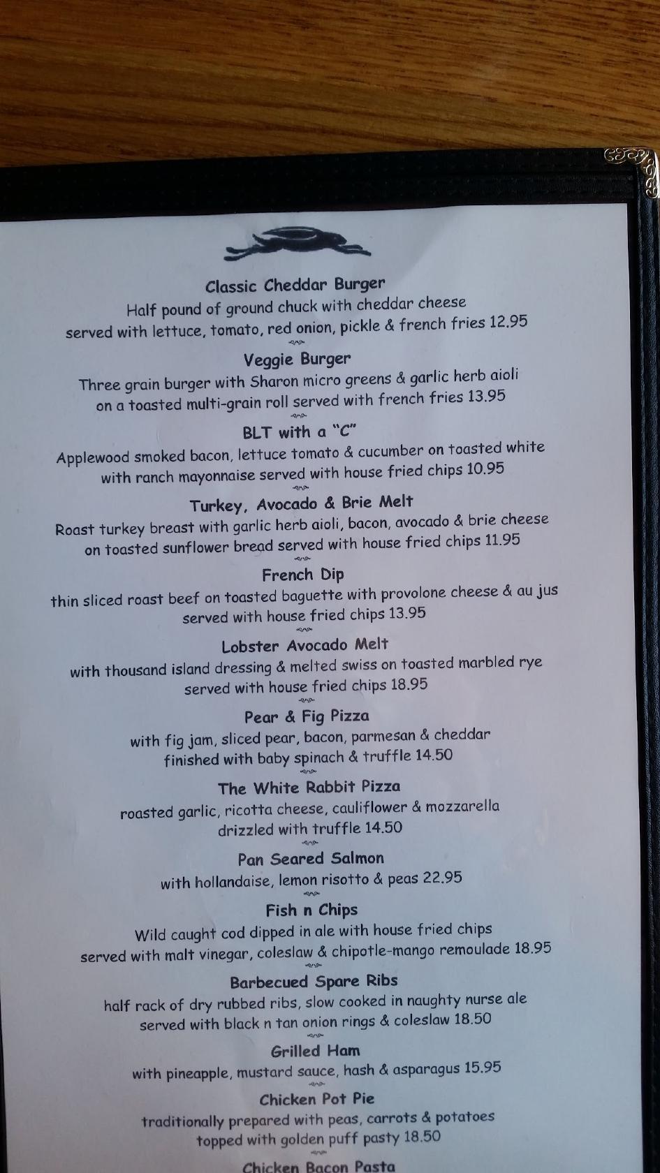 Menu at Black Rabbit pub & bar, Salisbury
