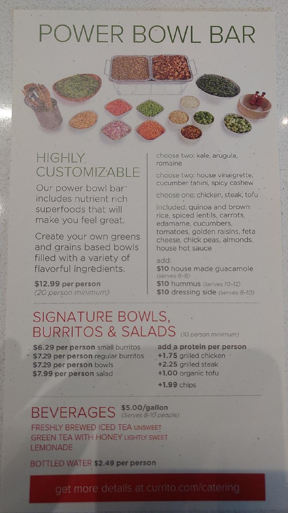 Menu at Currito pub & bar, Lake Mary