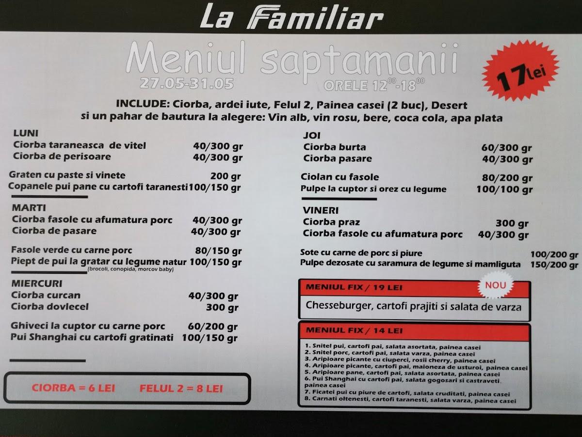 Menu at La Familiar, Balș