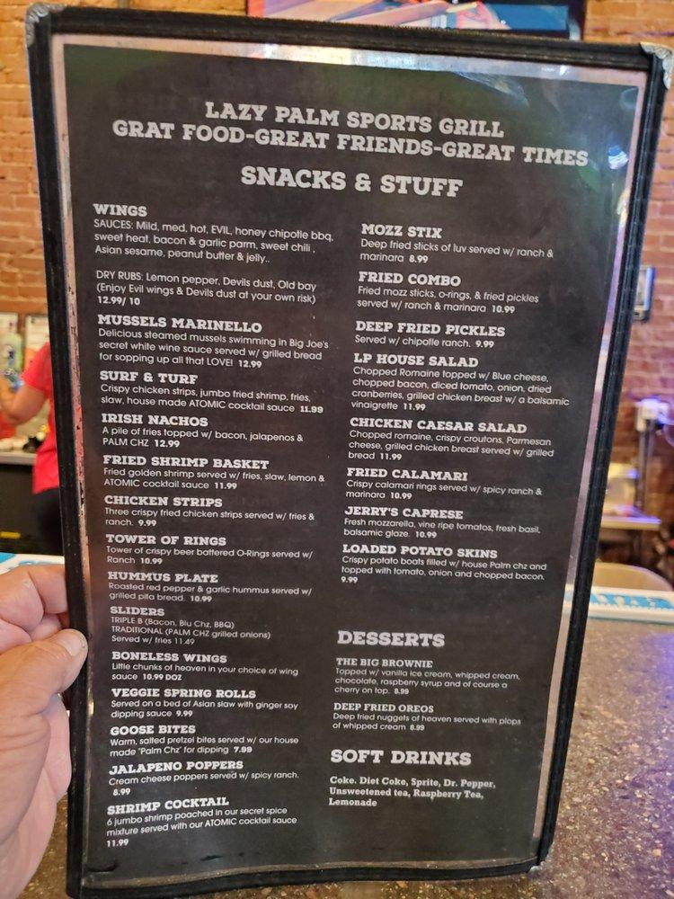 Menu at Lazy Palm Sports Grill pub & bar, Litchfield Park
