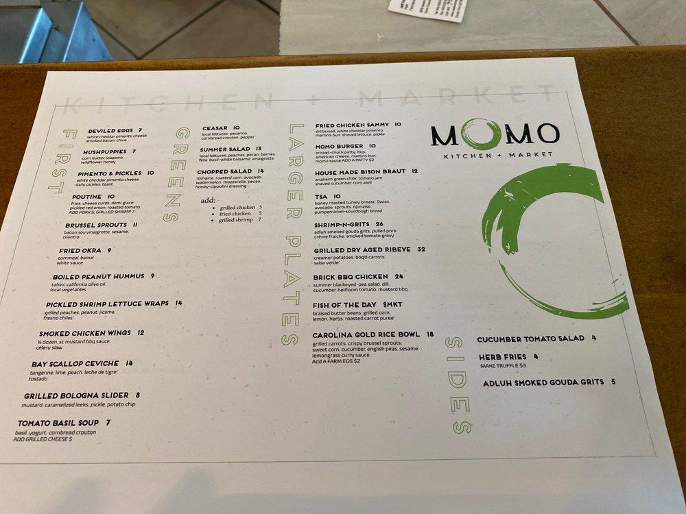 Menu at MOMO Kitchen & Market restaurant, Goose Creek