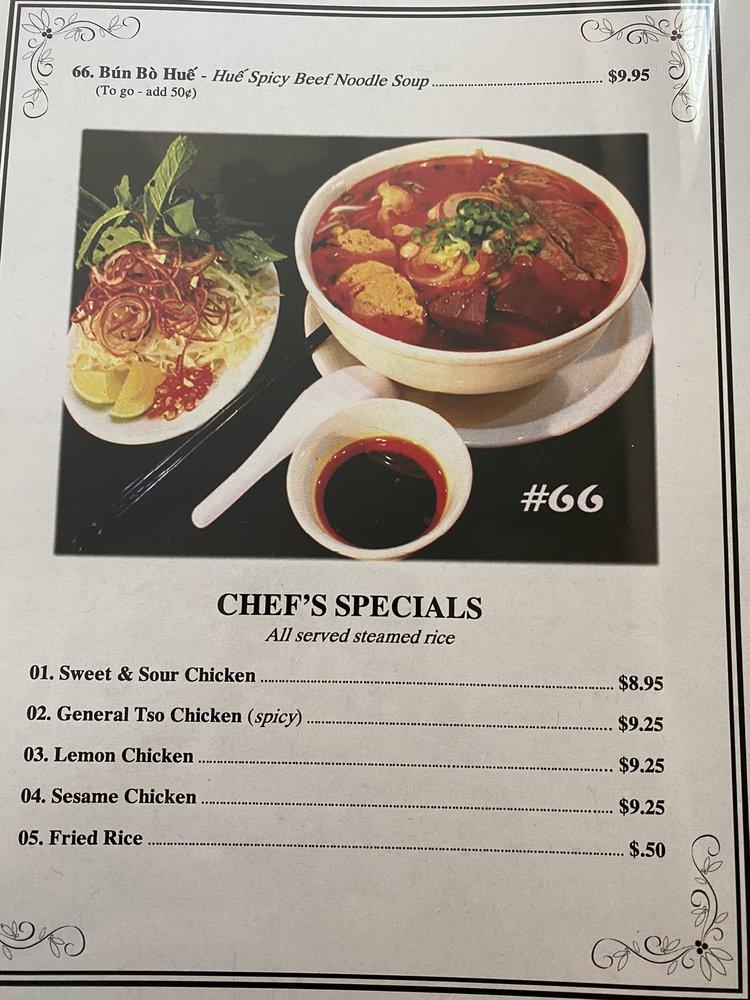 Menu at Pho KC restaurant, Wichita