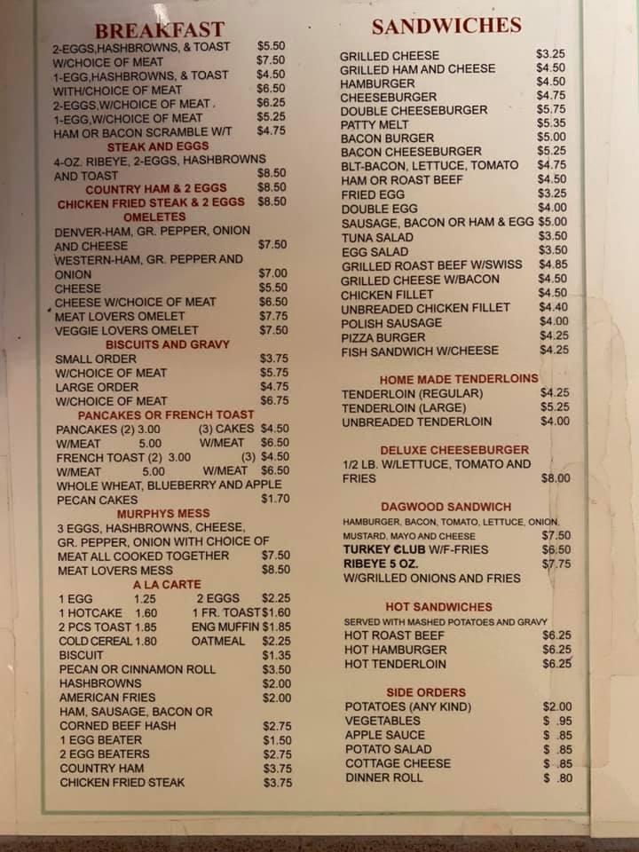 Menu at Cottage Cafe, Fort Madison, Avenue O