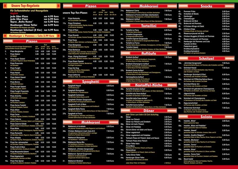 Speisekarte von Mr. Dhami Pizzeria, Malchow