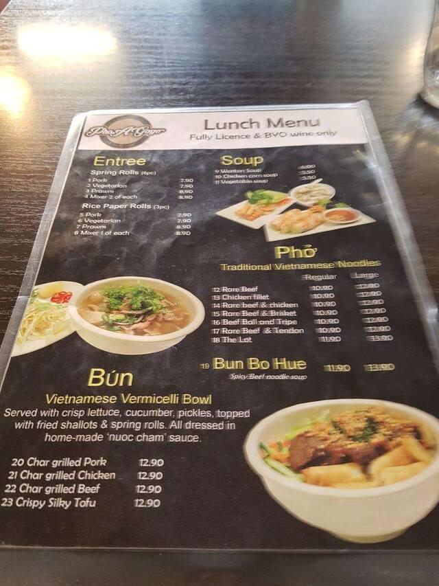 Menu at Pho A Gogo restaurant, Southbank