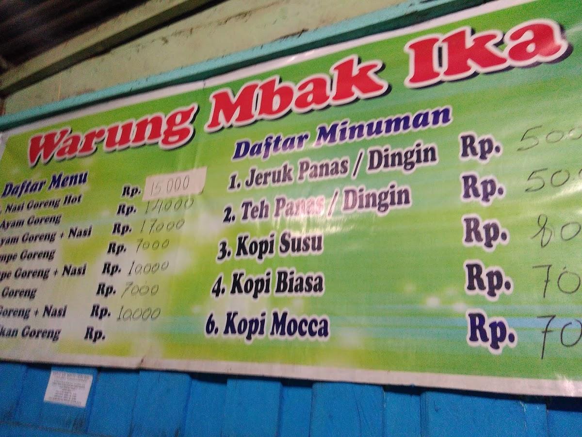 Menu at Sari Laut Mbak Ika restaurant, Palu