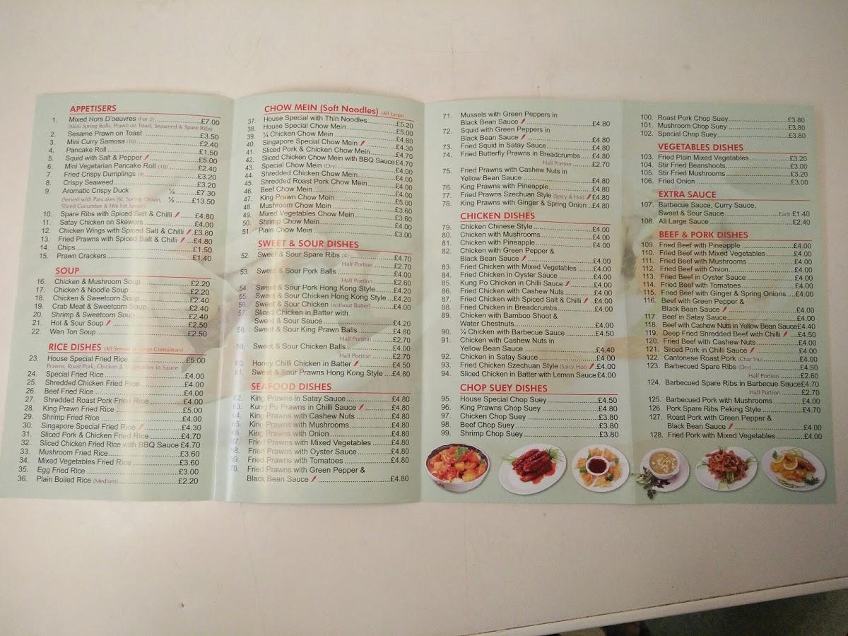 Menu at Sun Sing - Takeaway fast food, Dagenham