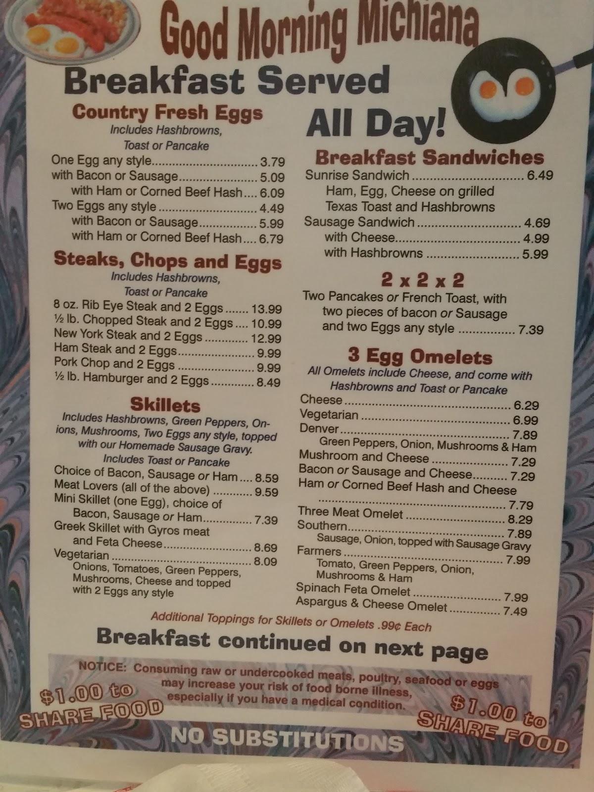 Menu at Howe restaurant, Howe, IN-9