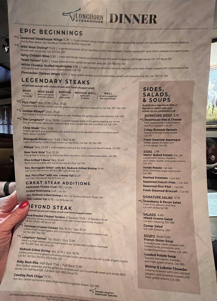 Menu at LongHorn Steakhouse, Port Richey