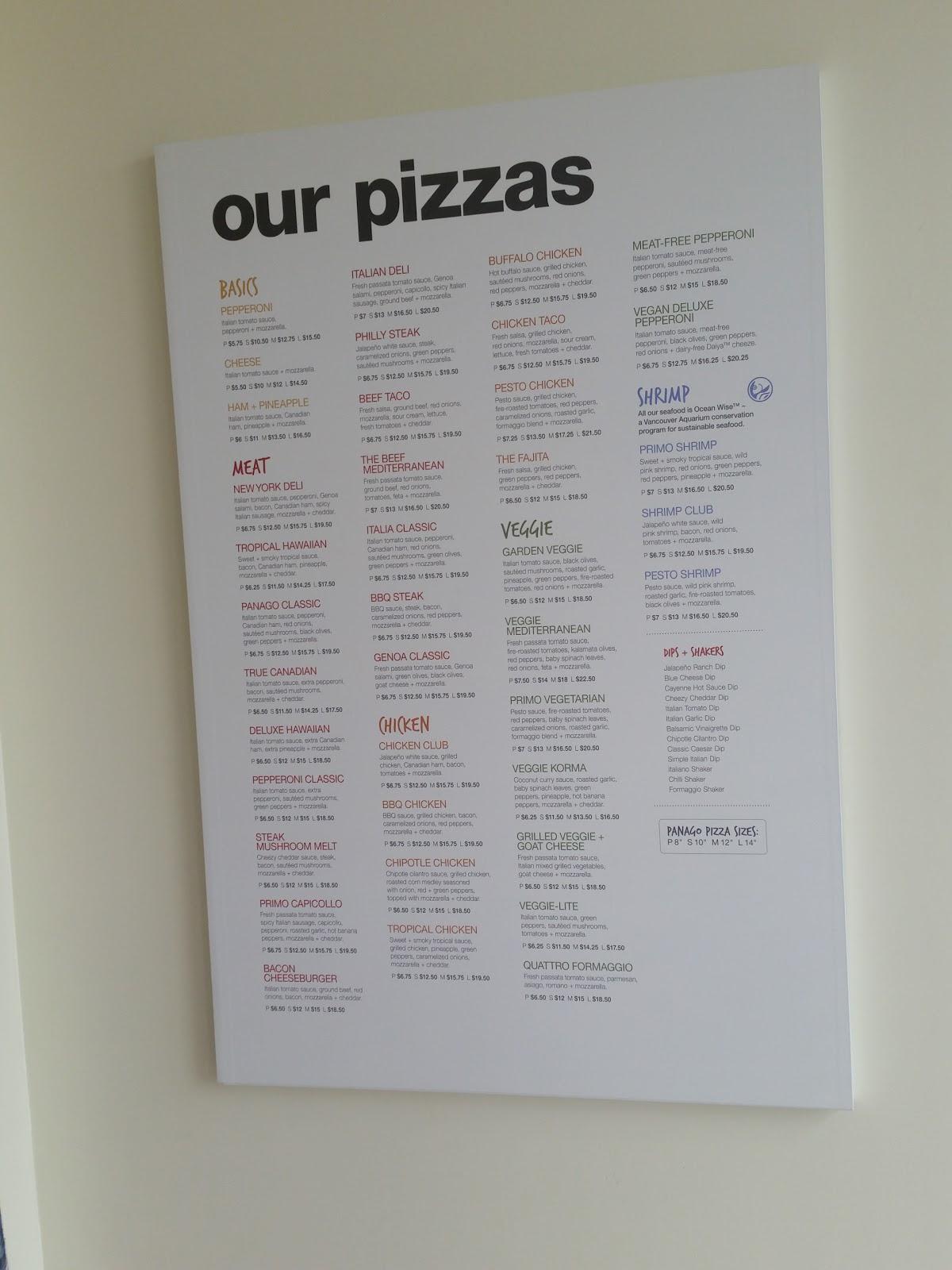 Menu at Panago Pizza pizzeria, St. Albert, 19 Bellerose Dr #15