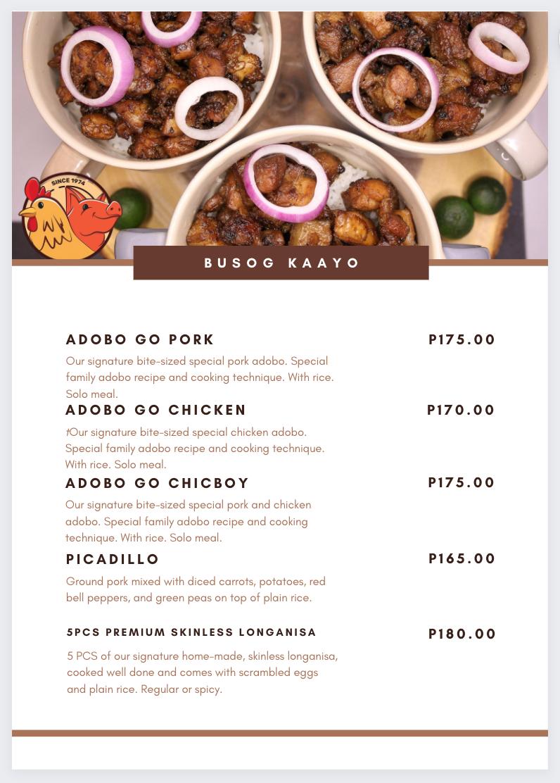 Menu at Adobo Food Corp. (Commissary and Virtual Kitchen) restaurant ...