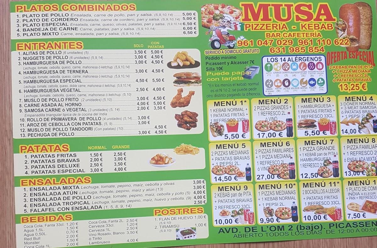 Menu at Bar Restaurante Comida India Musa, Picassent