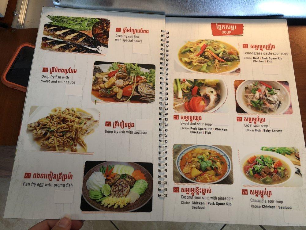 Menu at Cambodian and Chinese Fast Food, Tacoma