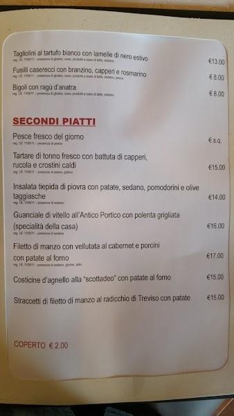 Menu at Antico Portico restaurant, Treviso