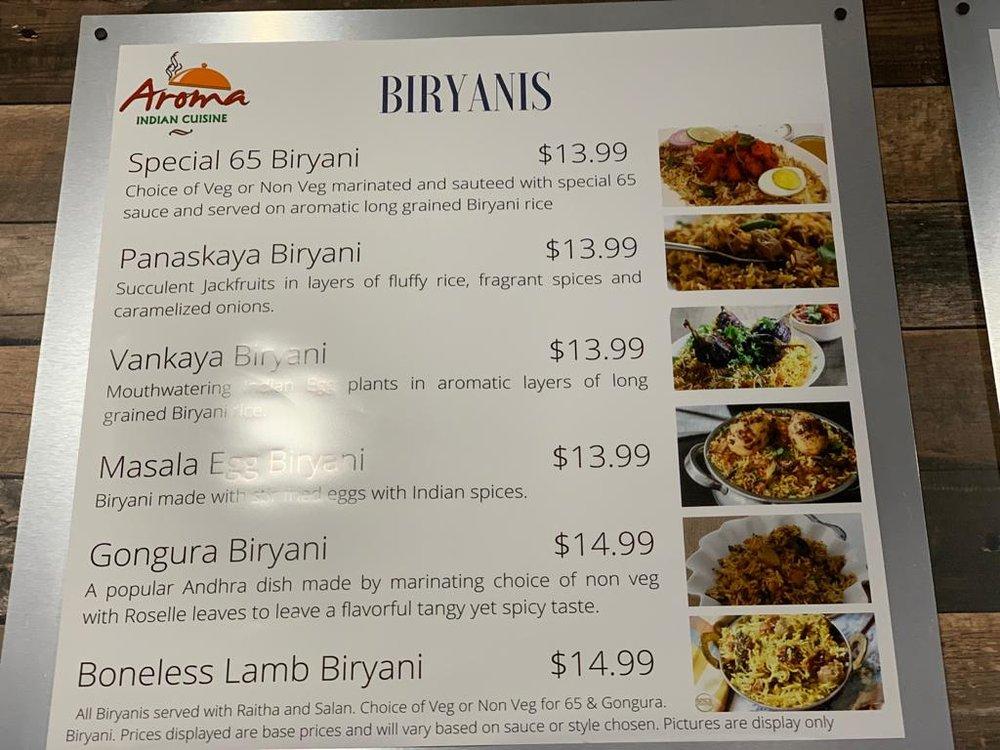 Menu at Aroma Indian Cuisine - Ann Arbor restaurant, Ann Arbor