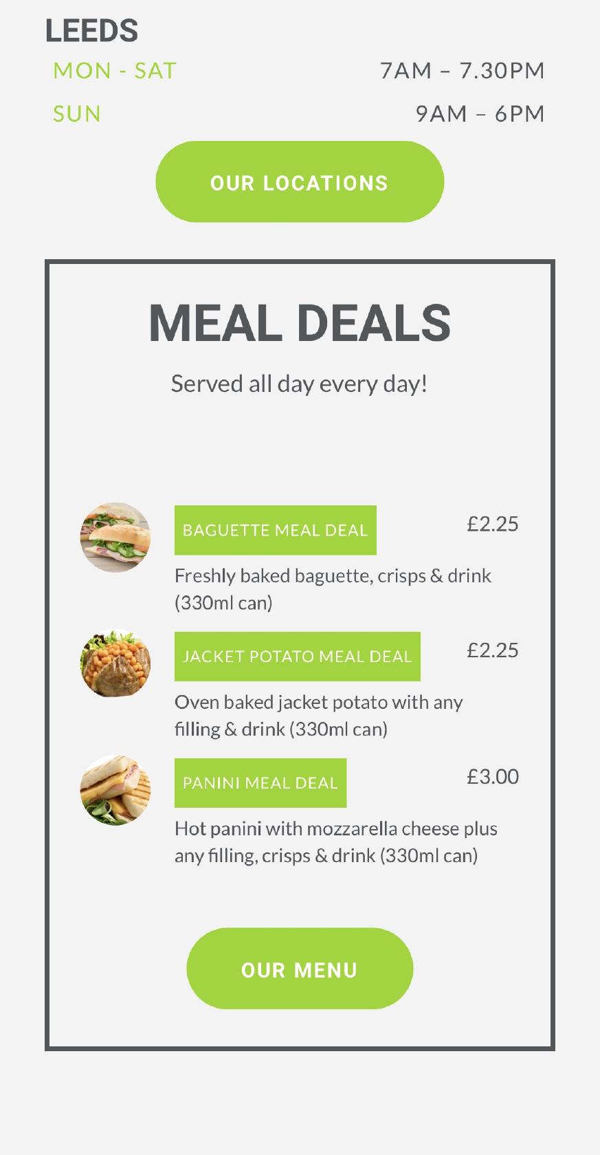 Menu at Easy bite restaurant, Leeds, 55 The Headrow