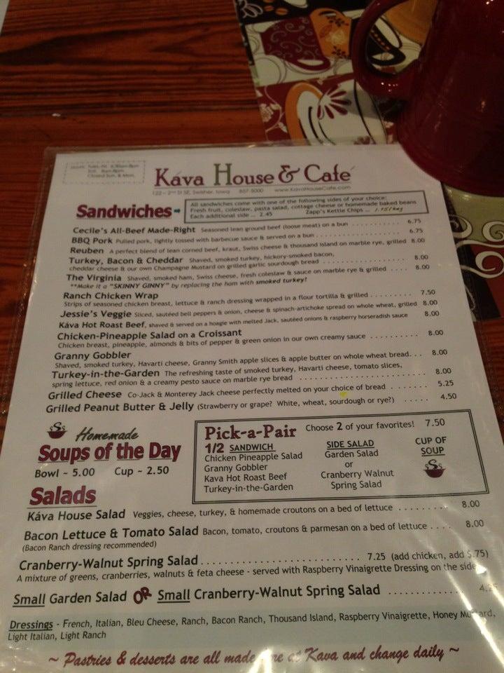 Menu at Kava House & Cafe, Swisher