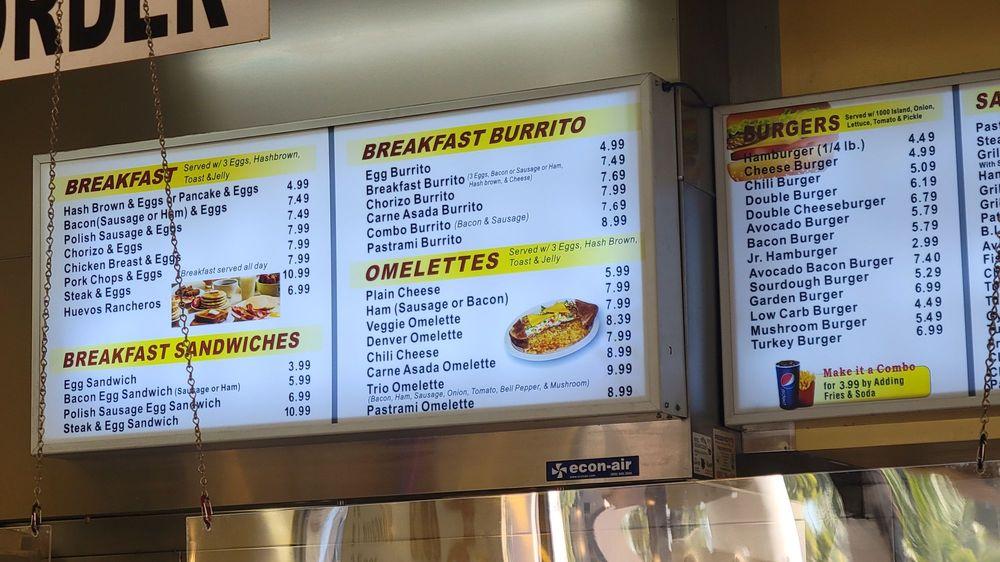 Menu at P & G Super Burger restaurant, Covina