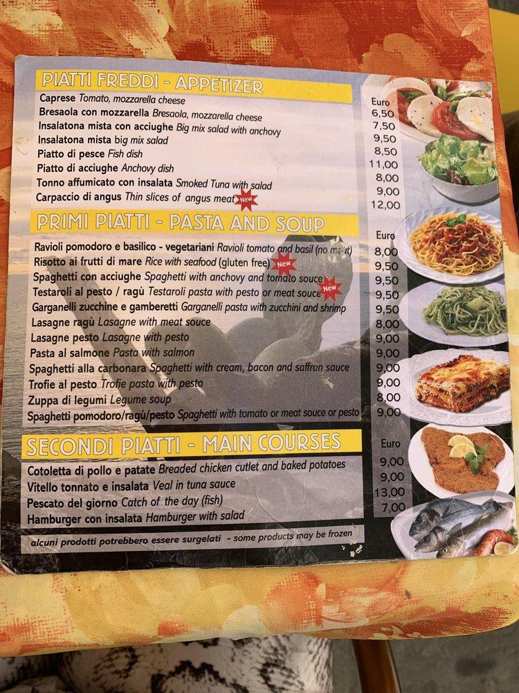 Menu da Bar Nunzio "LE GABBIE", Corniglia, Via Fieschi
