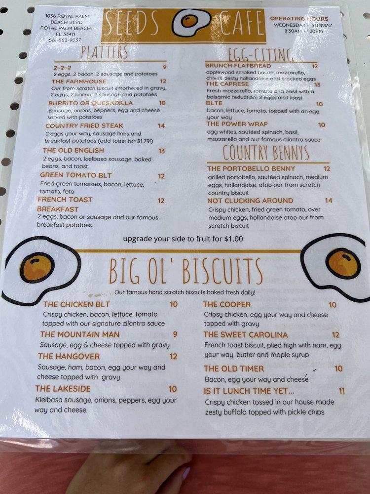 Menu at Seeds Cafe, Royal Palm Beach