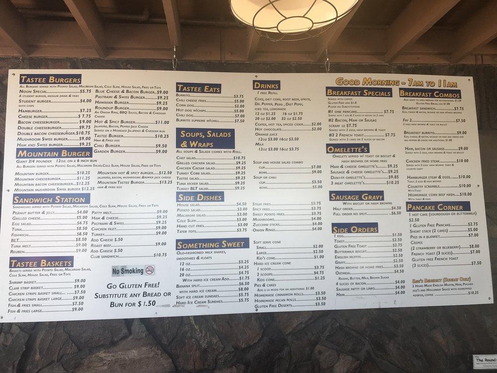 Menu at Tastee Treet restaurant, Prineville