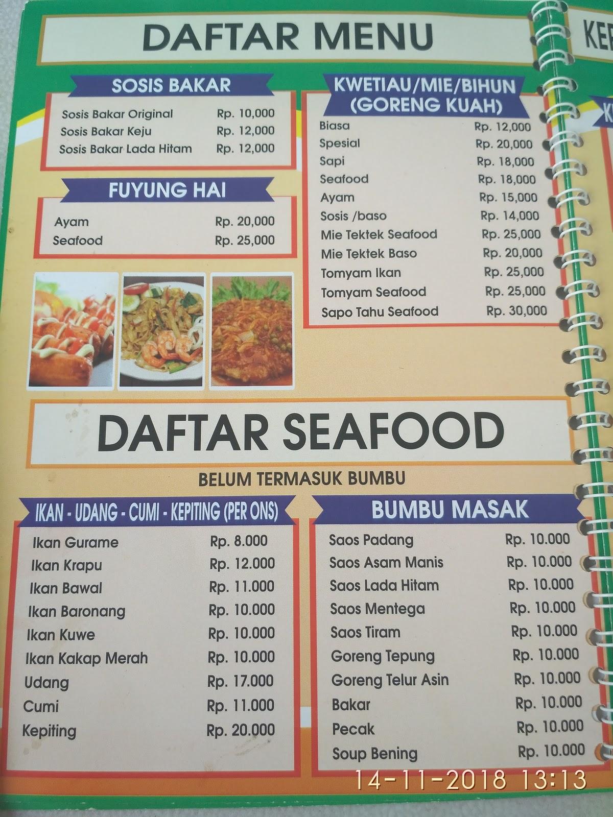 Menu at Warung Panglima restaurant, Bogor