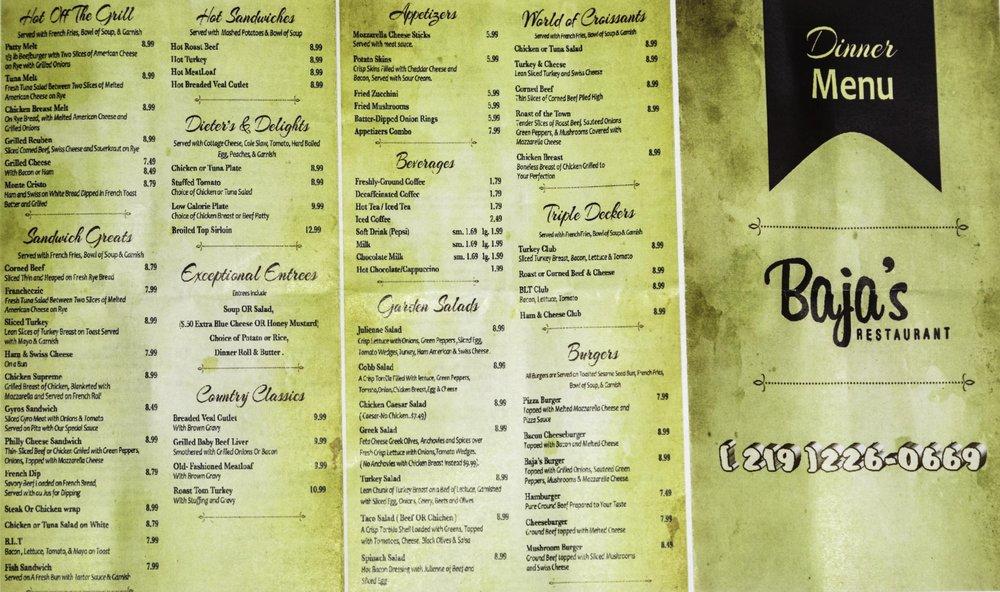Menu at Baja Restaurant, Lakes of the Four Seasons
