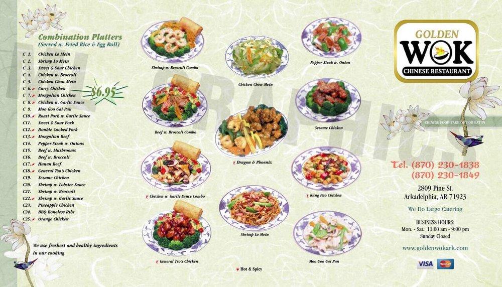 Menu at Golden Wok restaurant, Arkadelphia