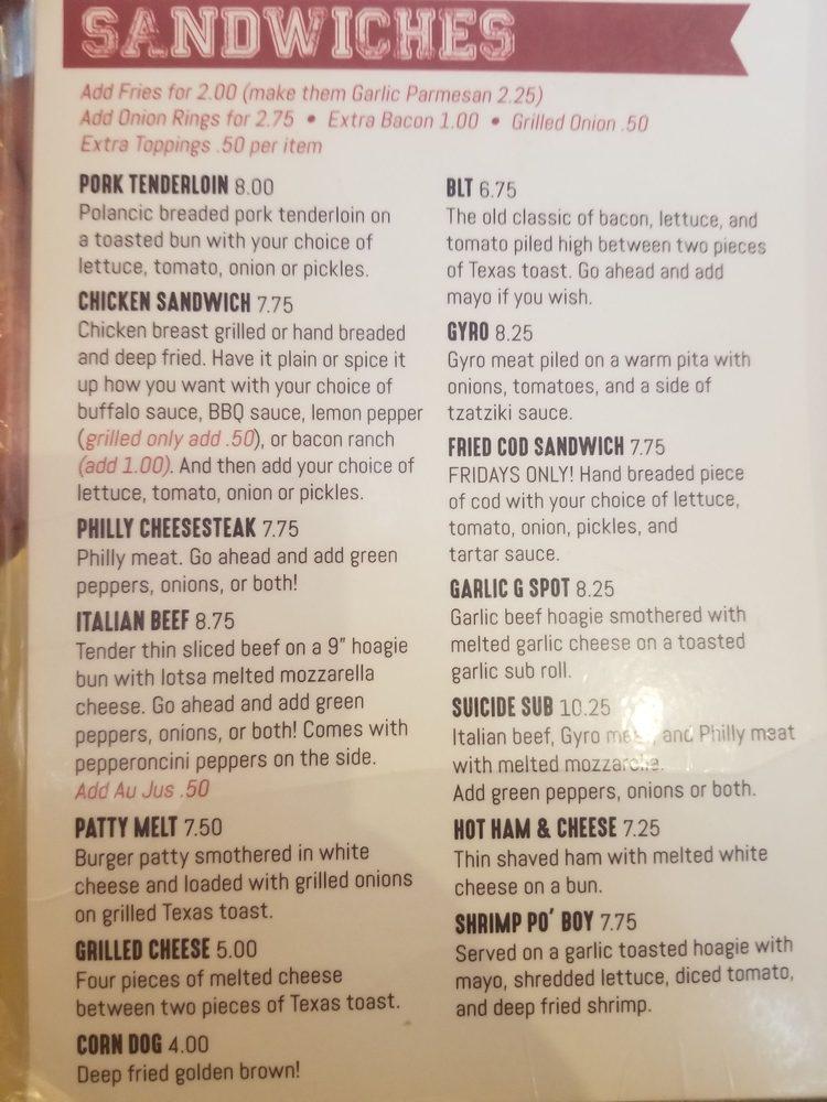Menu at Jake's Pourhouse pub & bar, LaSalle