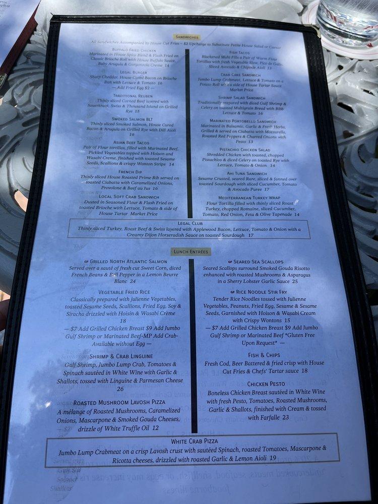 Menu at Legal Assets Craft Food & Spirits restaurant, Easton