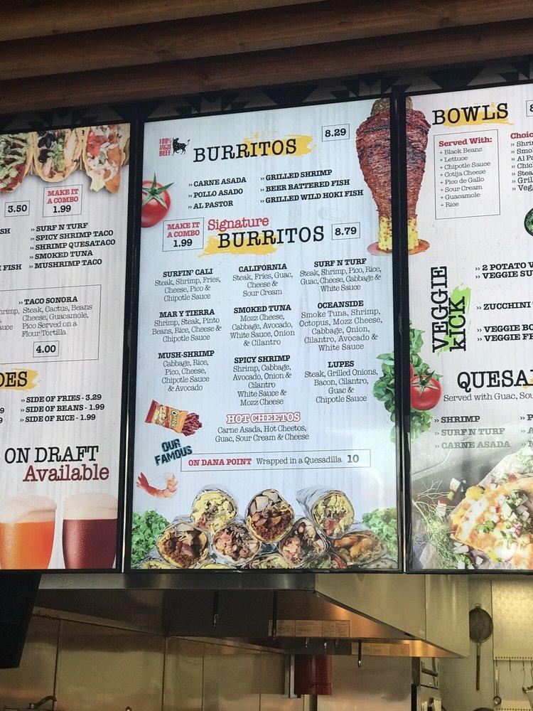Menu at Lupe’s restaurant, Dana Point, Del Obispo St Suite F