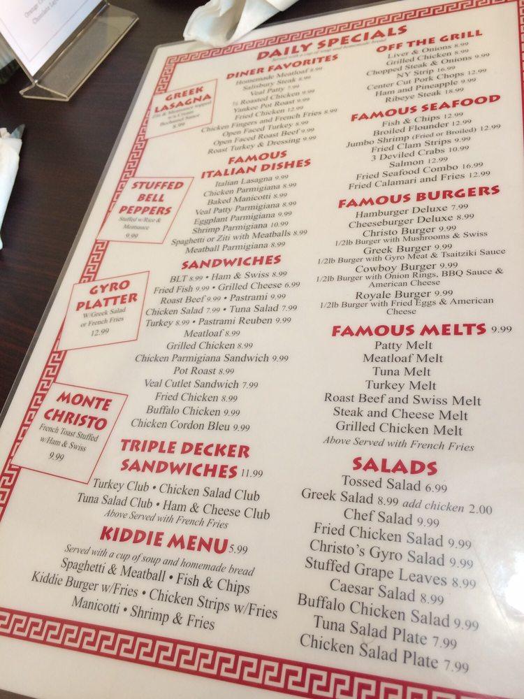 Menu at Steve's Famous Diner restaurant, Daytona Beach, N Atlantic Ave