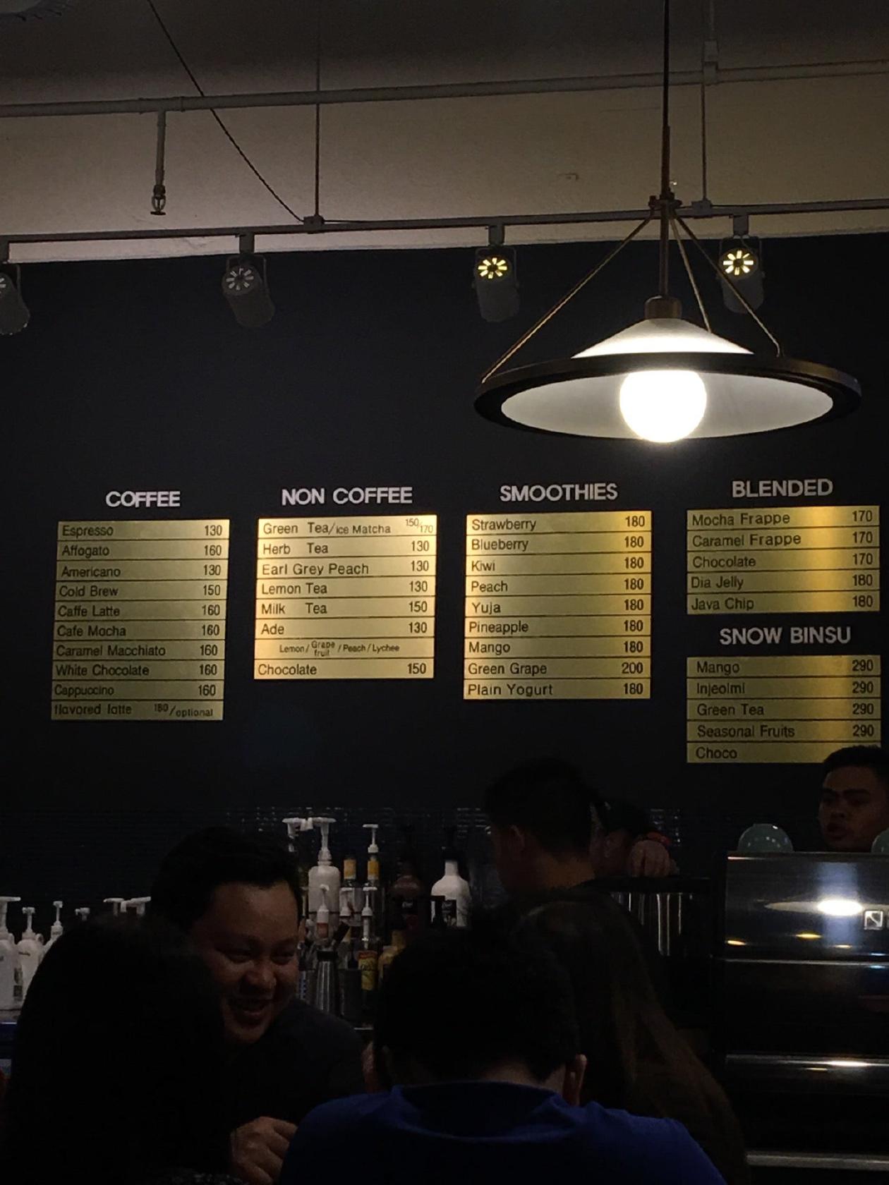Menu at Cafe Dia, Angeles, Friendship Highway