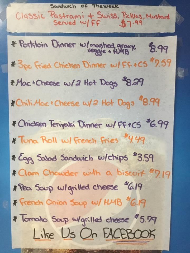 Menu at Ellis Variety and Diner restaurant, Dixfield