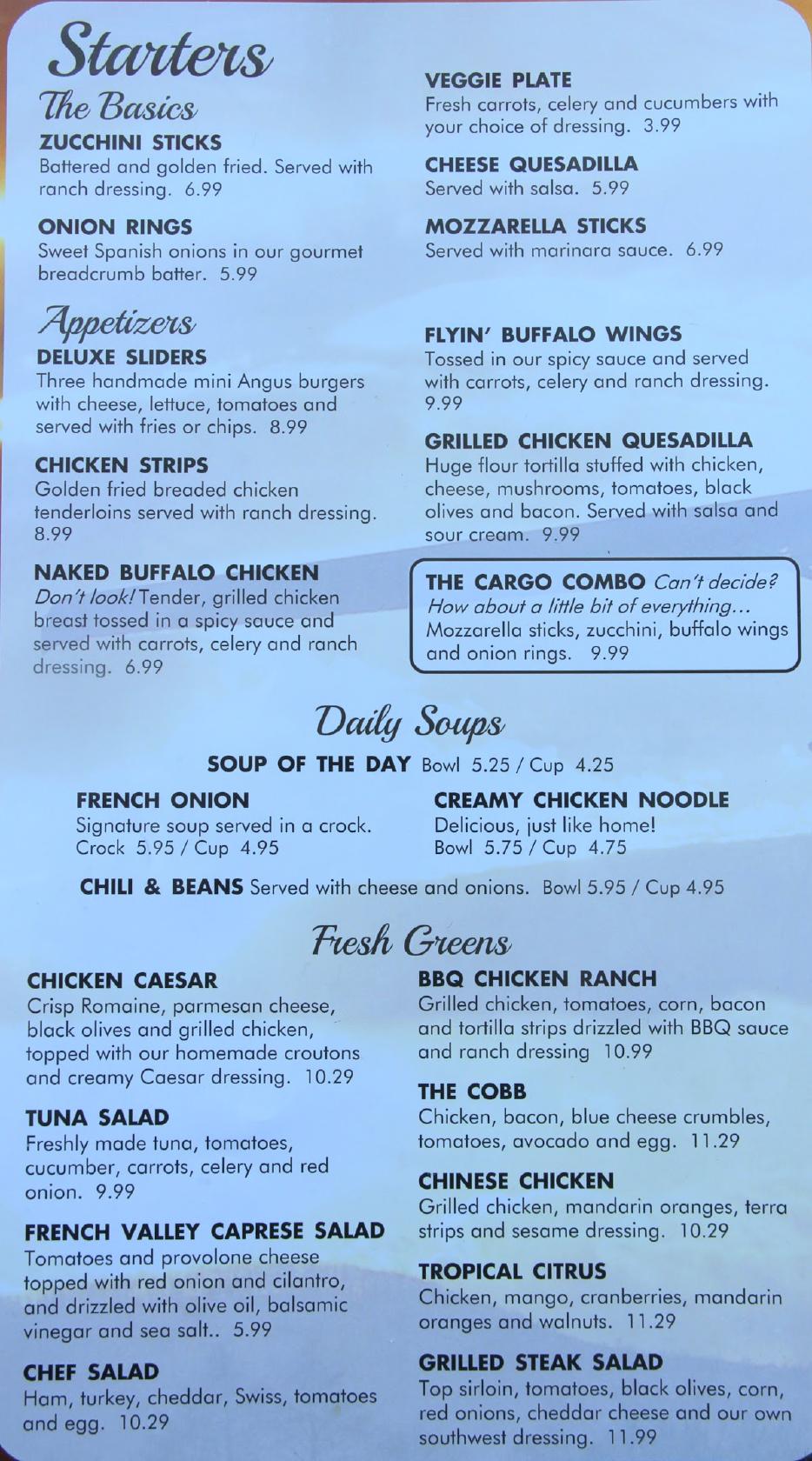 Menu at French Valley Cafe, Murrieta, 37600 Sky Canyon Dr