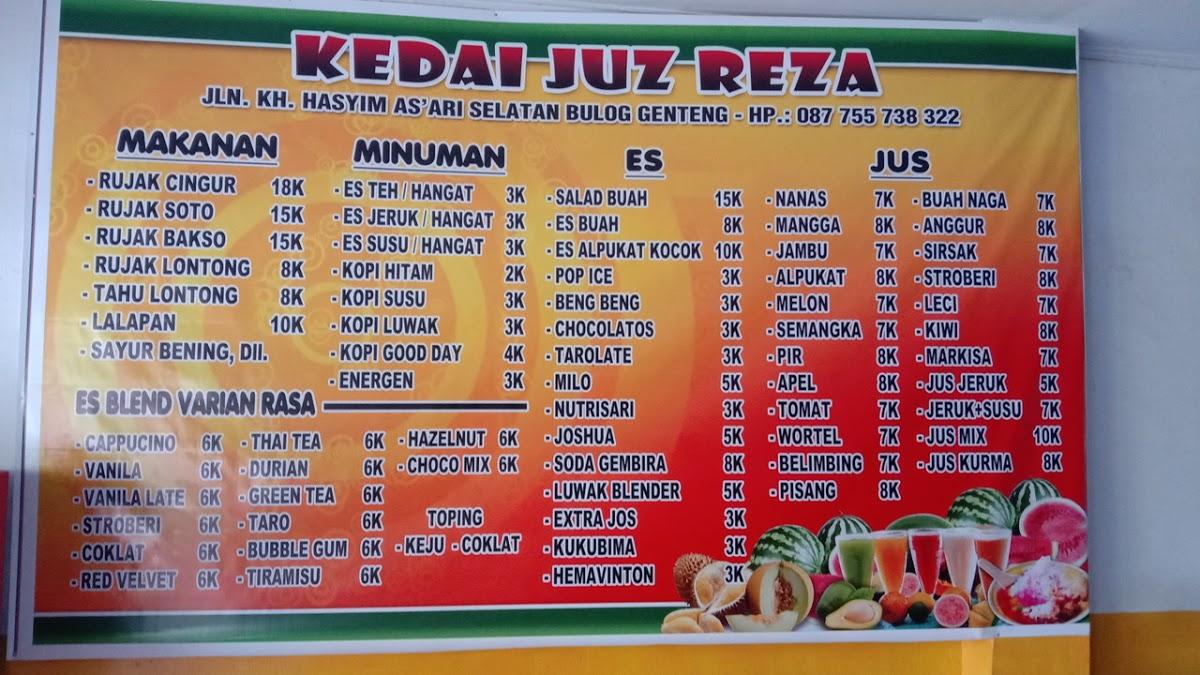 Menu at Kedai Jus restaurant, Genteng Wetan
