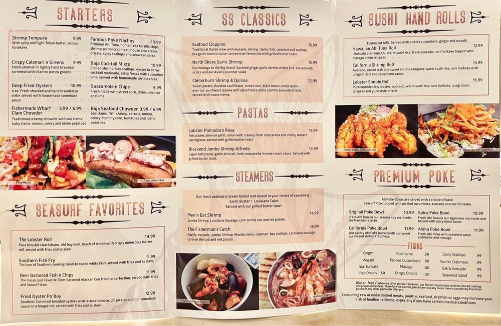 Menu at Seasurf Fish Co. restaurant, Yorba Linda