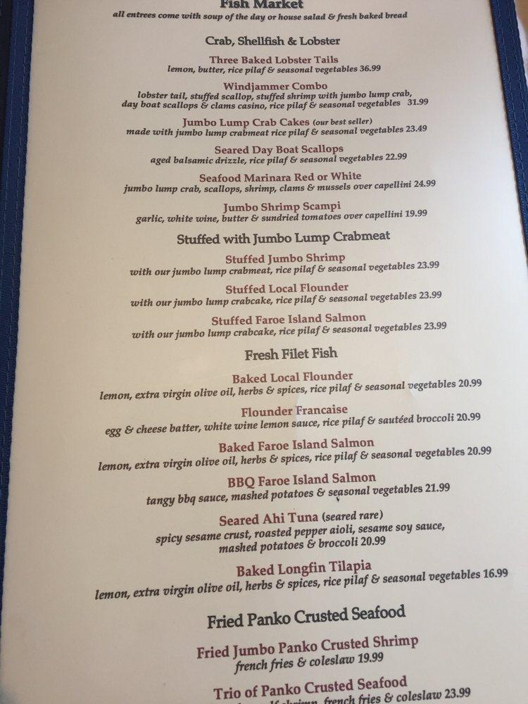 Menu at The Windjammer Café Bar Grille, Somers Point