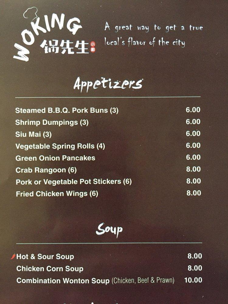 Menu at Woking restaurant, San Rafael