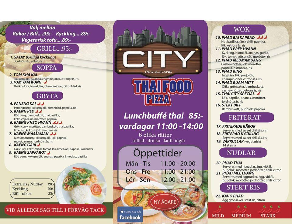 Menu at City Restaurang restaurant, Sweden