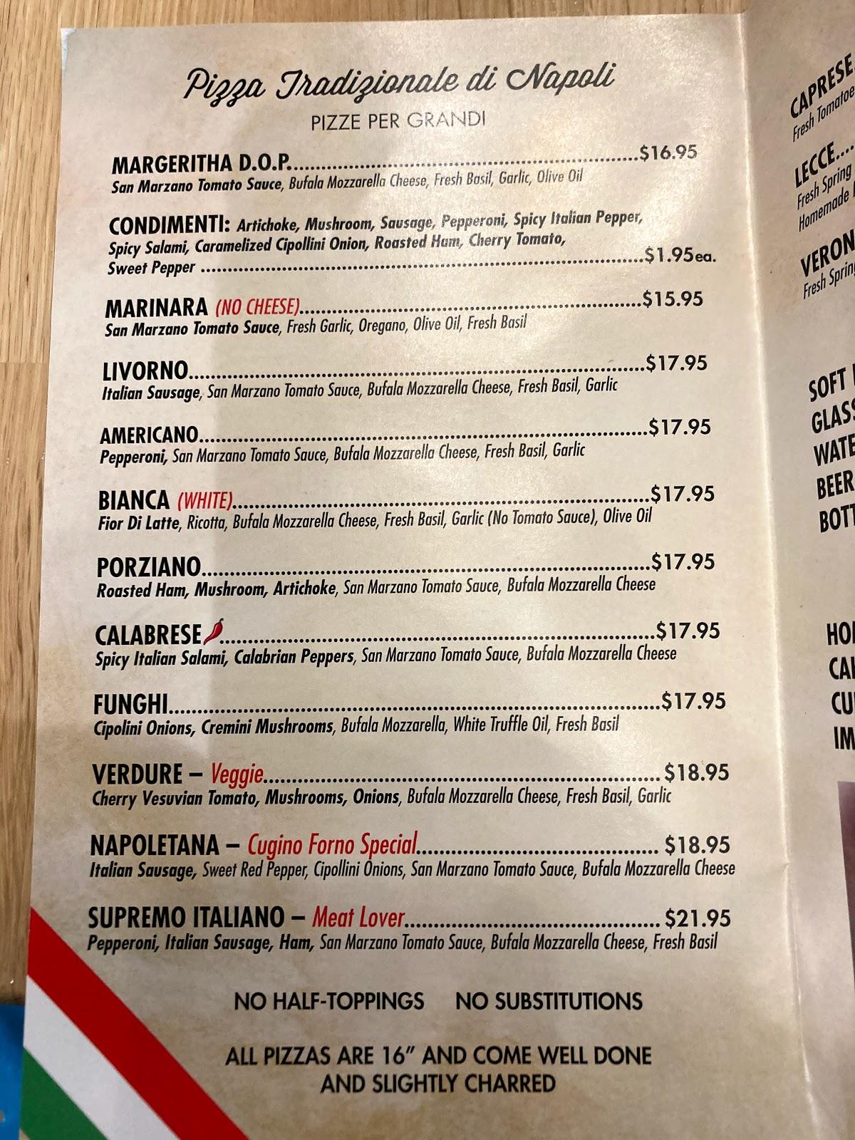 Menu at Cugino Forno Clemmons pub & bar, Clemmons