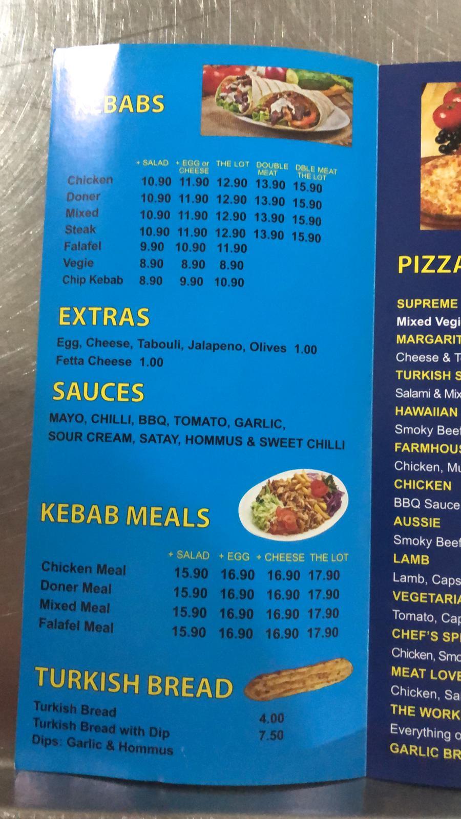 Menu at Med Kebab Shop restaurant, South Lake