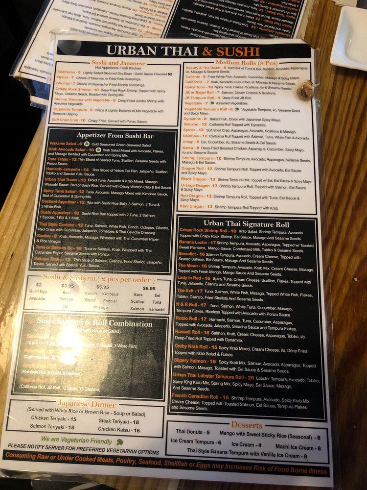 Menu at Urban Thai & Sushi restaurant, Hallandale Beach