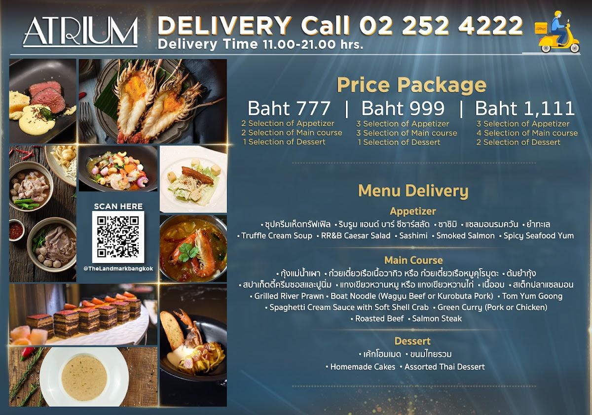 Menu at Atrium Restaurant, Bangkok