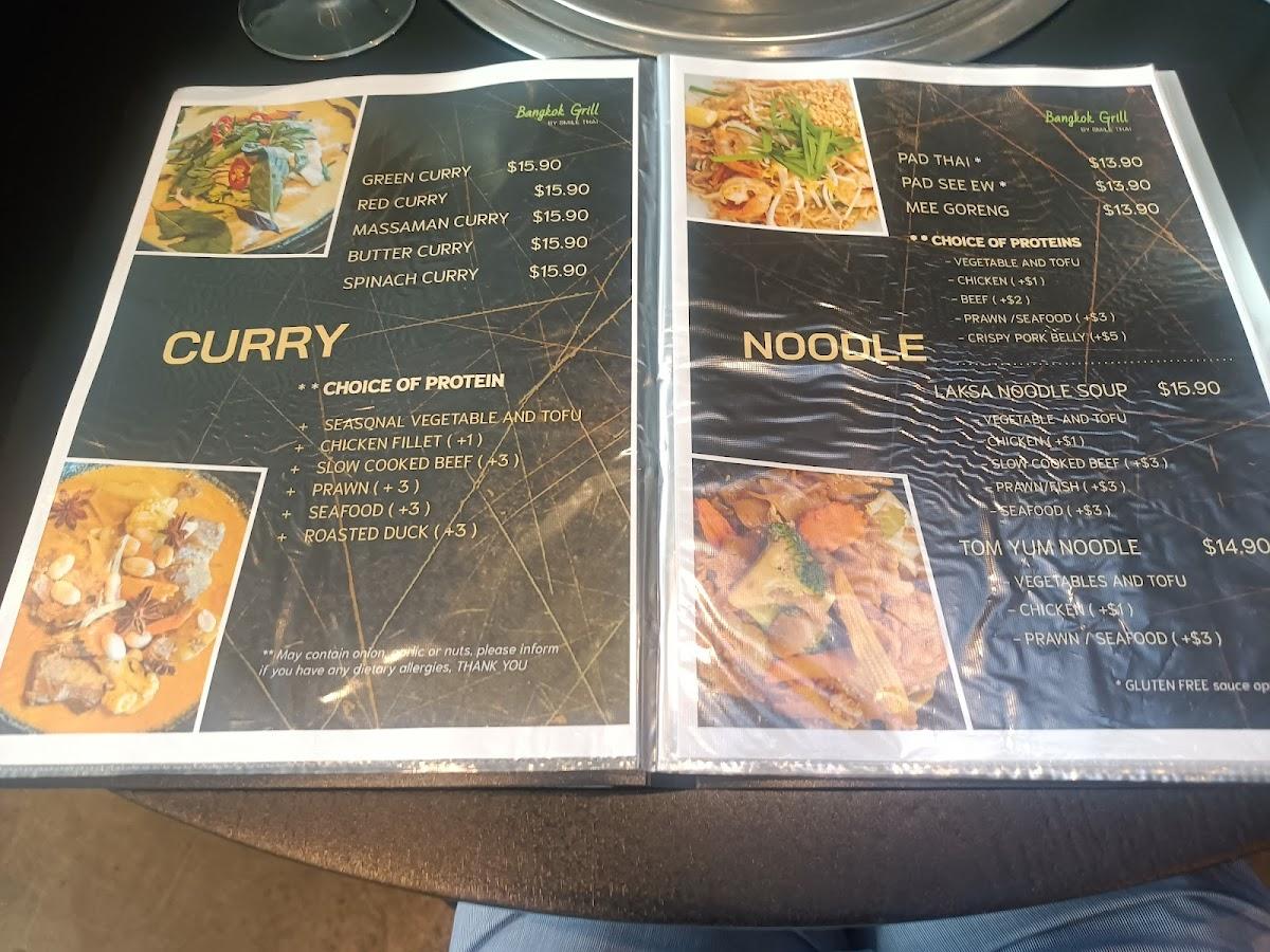 Menu at Bangkok Grill by Smile Thai restaurant, South Melbourne