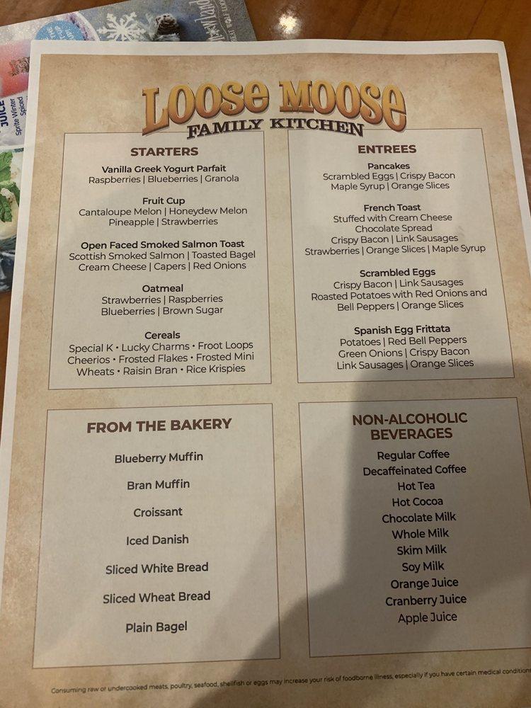 Menu at The Loose Moose Cottage restaurant, Grapevine