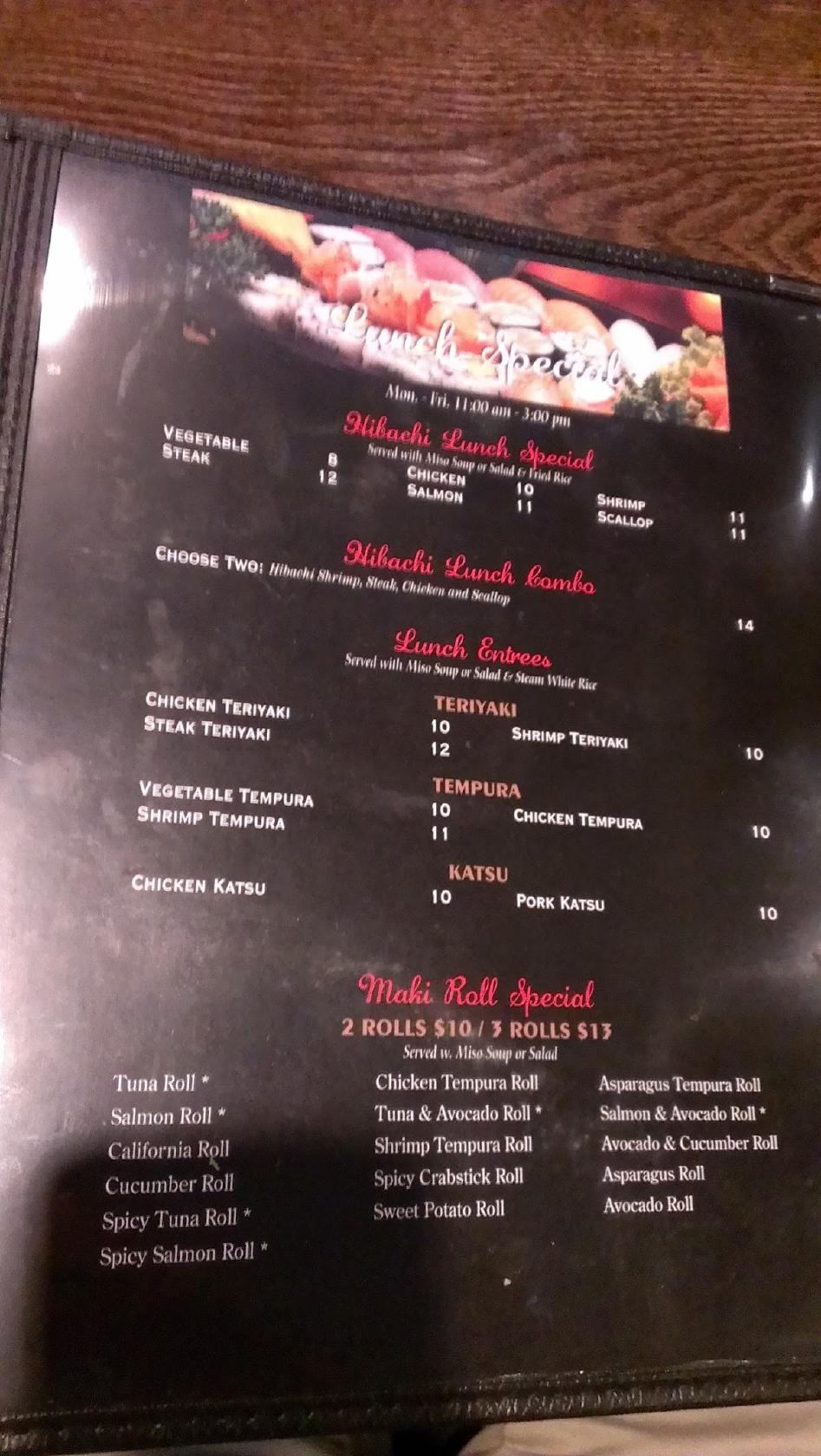 Menu at Inaka Sushi & Bar (Casady Square), Oklahoma City
